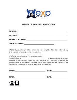 Fillable Online Waiver of Inspection Contingency Sample Clauses Fax ...