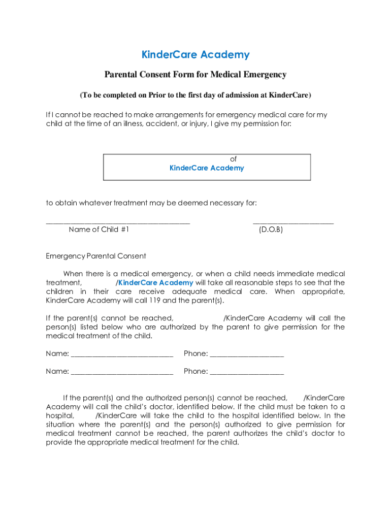 Fillable Online Kindercare Enrollment Forms - Fill Online, Printable ...