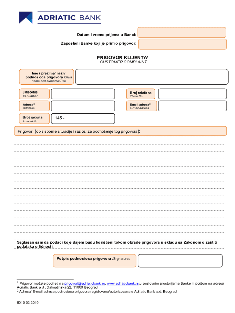 Modify Prigovor - Fill Online, Printable, Fillable, Blank | pdfFiller