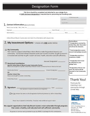 Fillable Online DESIGNATION PLEDGE FORM Fax Email Print - pdfFiller