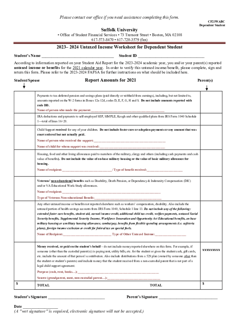 Fillable Online Suffolk Finaid : Office of Student Financial Services ...