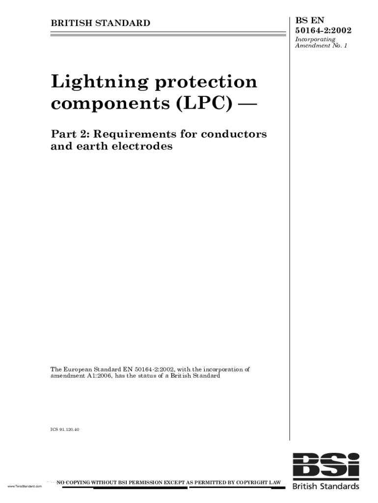 Fillable Online BS EN 50164 series: Lightning protection components ...