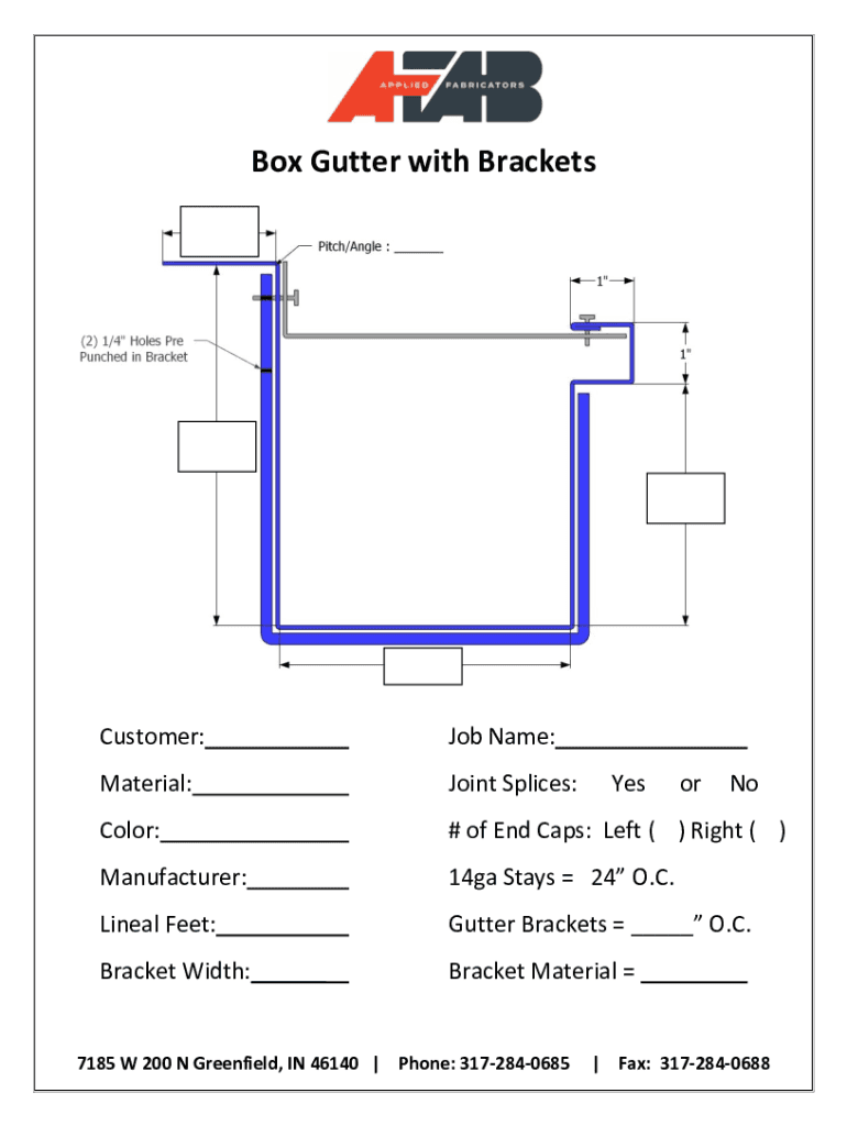 Fillable Online Six Inch Commercial Box Gutter Hanger 14 Gauge Roof ...