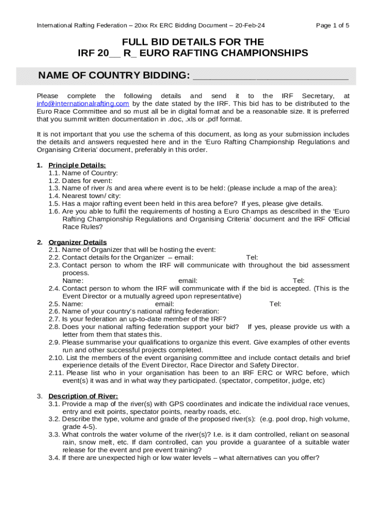Bidding for new events Doc Template | pdfFiller