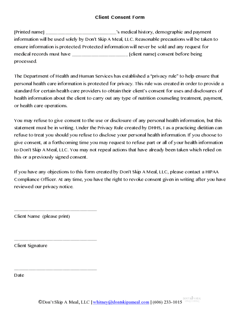 Fillable Online Client Consent Forms.docx Fax Email Print - pdfFiller