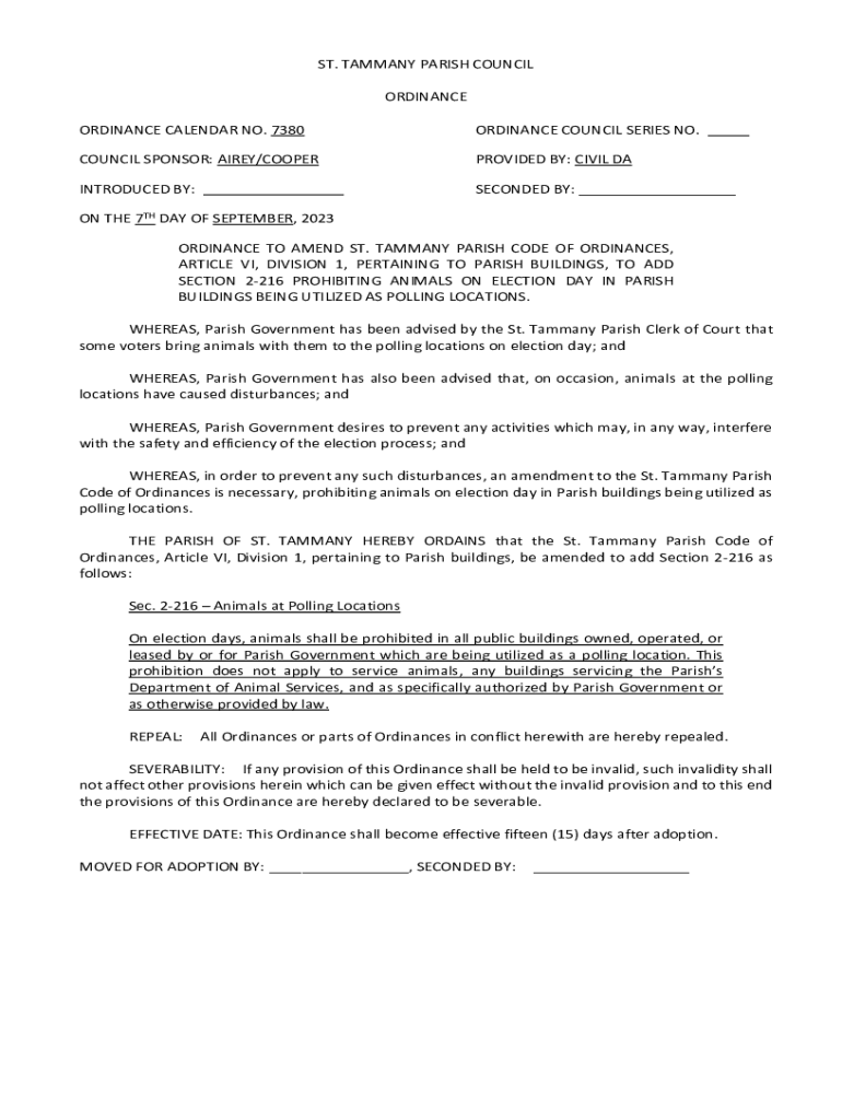 Fillable Online ORDINANCE TO AMEND ST Fax Email Print - pdfFiller