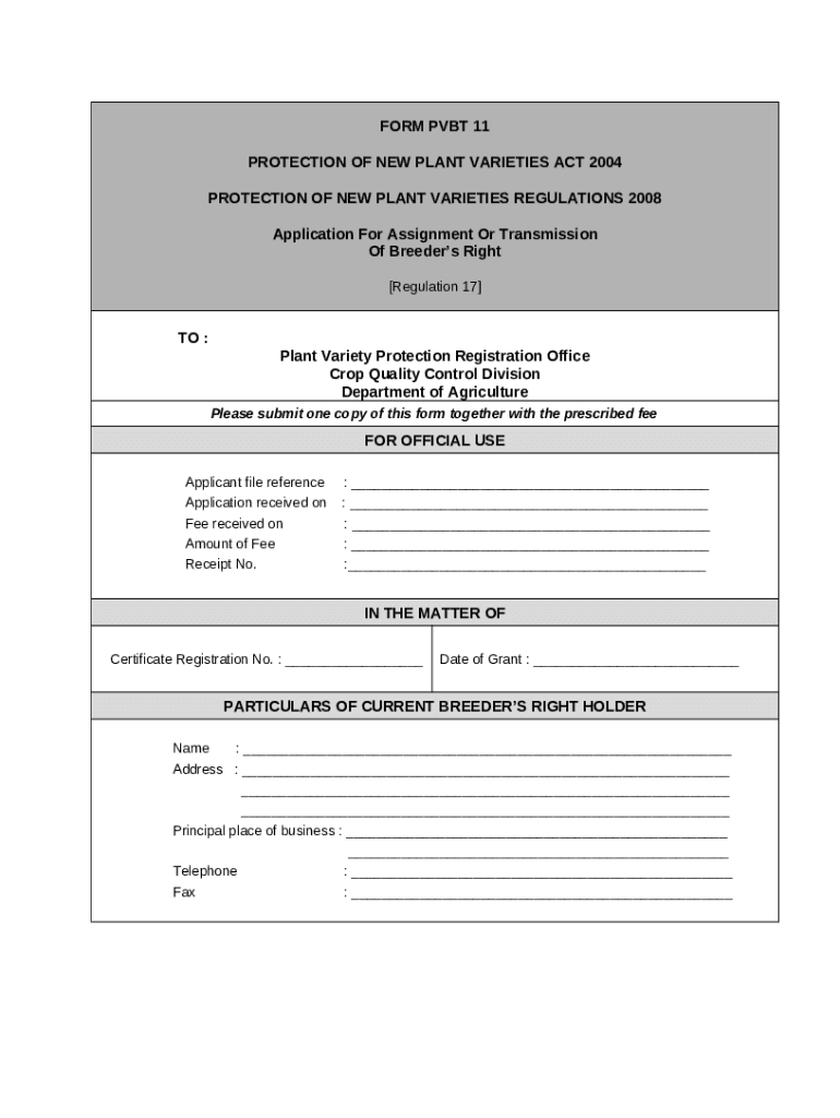 PVBT 11 - pvpbkkt doa gov Doc Template | pdfFiller