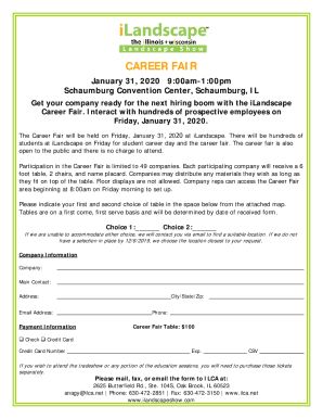 Fillable Online 2020-Career-Fair-Table-Request-Form- ... Fax Email ...