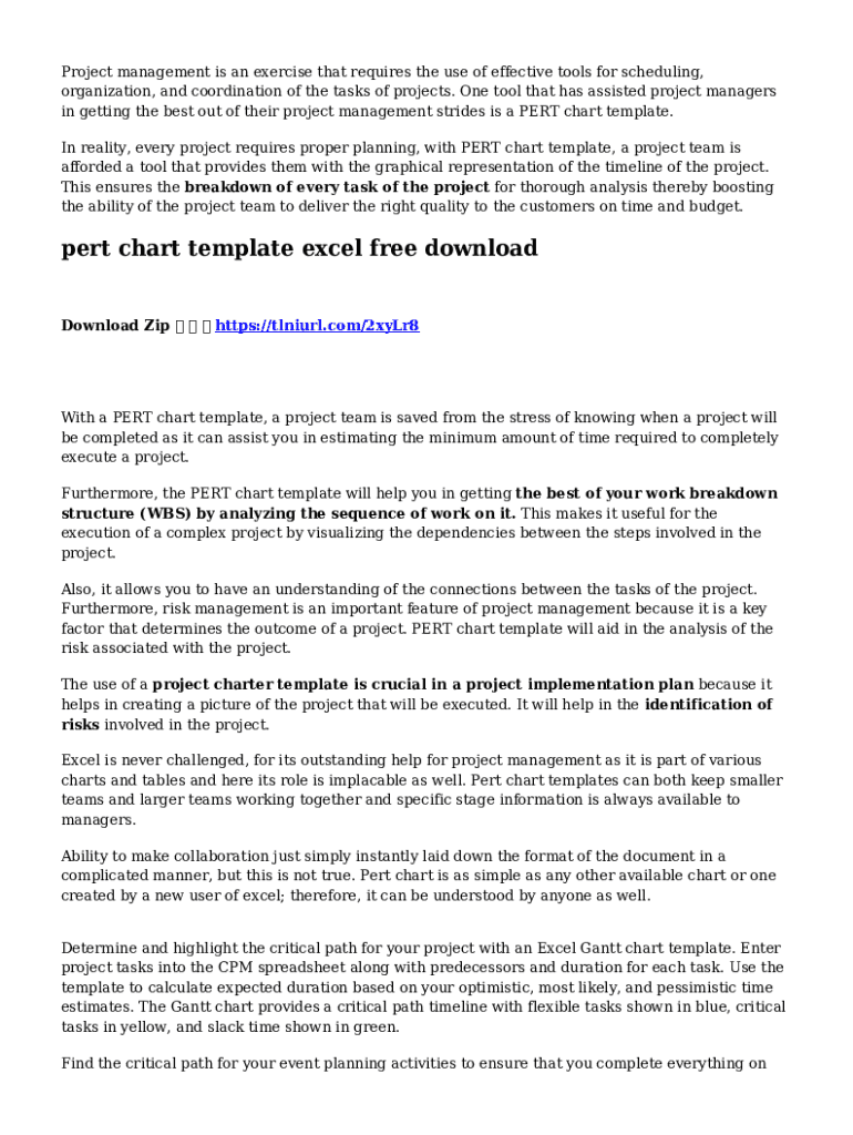 Fillable Online Pert Chart Template Excel Free Download Fax Email Print ...