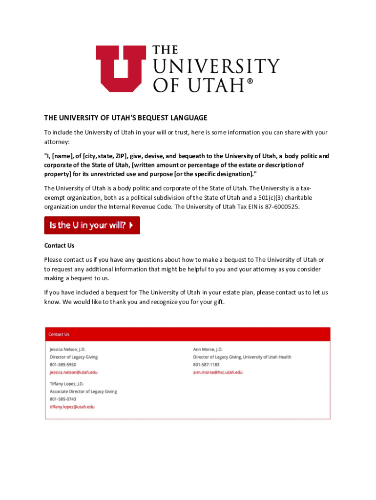 Fillable Online Wills Request Form - Southern Utah University - Planned ...
