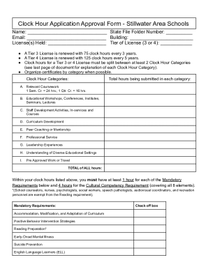 Fillable Online CLOCK HOUR APPROVAL APPLICATION FORM Name Fax Email ...