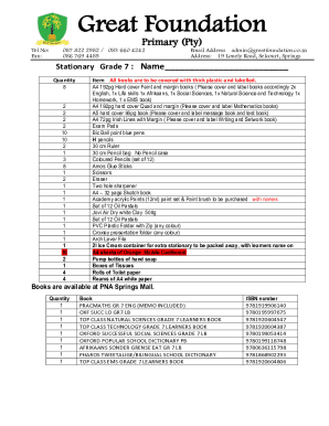 Fillable Online Grade-4-stationary-and-book-list. ... Fax Email Print ...