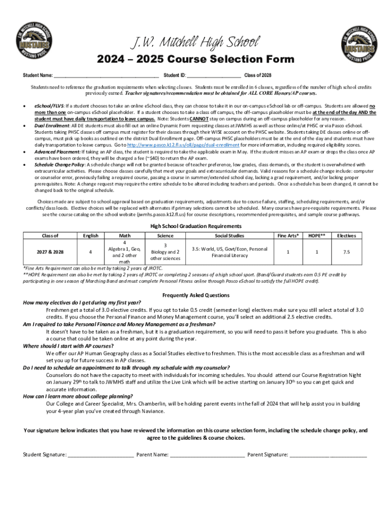 Fillable Online jwmhs pasco k12 fl JW Mitchell High School - 20242025 ...