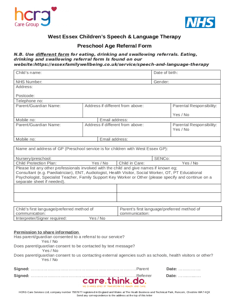 Child and adolescent speech and language therapy (SALT) Doc Template ...