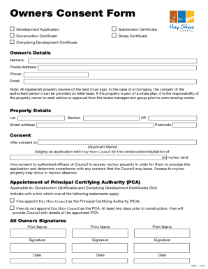 Fillable Online DA owner's consent form Fax Email Print - pdfFiller