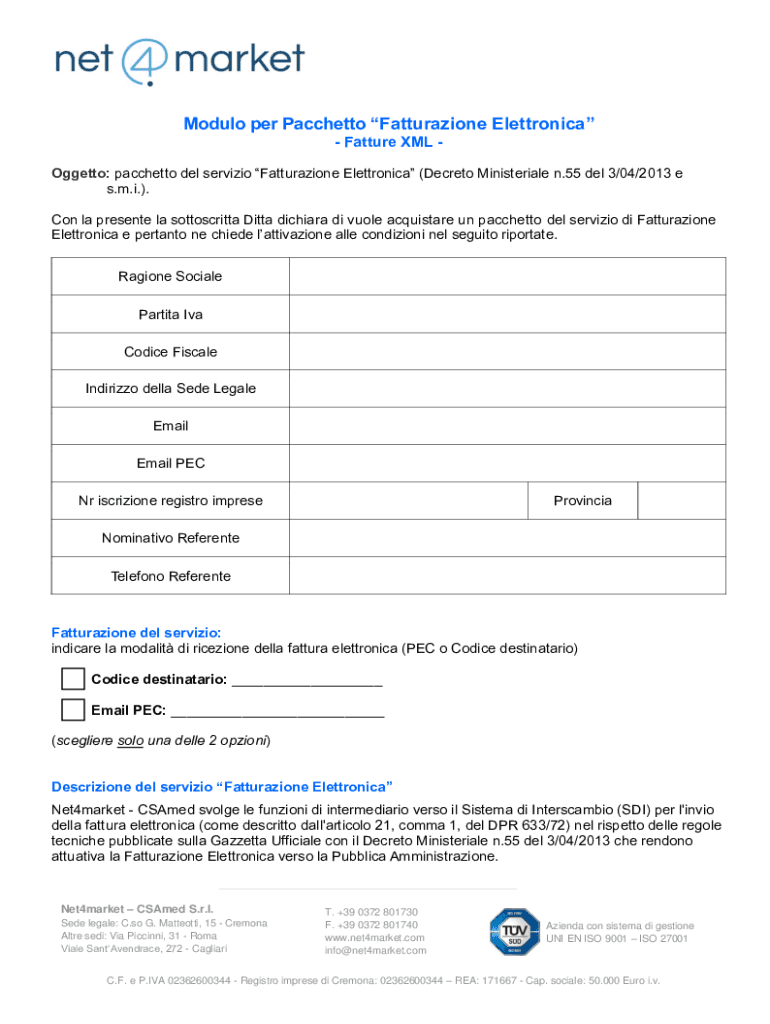 Compilabile Online Fatturazione elettronica per gli EE.LL. Fax Email ...