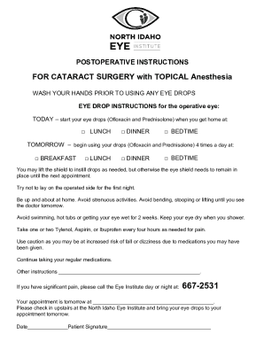 Fillable Online Post Cataract Surgery- A post-operative care guide Fax ...