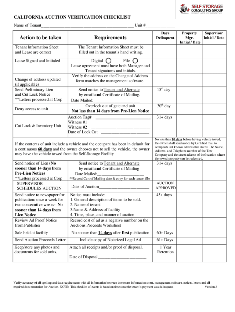 Fillable Online Tenant verification checklist Template Fax Email Print - pdfFiller