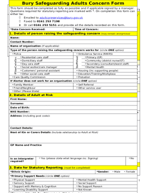 Bury Safeguarding Adults Concern Doc Template | pdfFiller