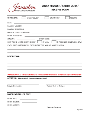 Fillable Online CHECK REQUEST / CREDIT CARD / RECEIPTS FORM Fax Email Print - pdfFiller