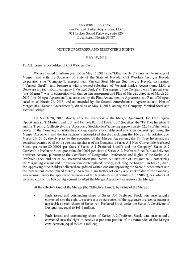 Fillable Online CiG Wireless Corp. Enters Into Agreement to Sell its Tower ... Fax Email Print ...