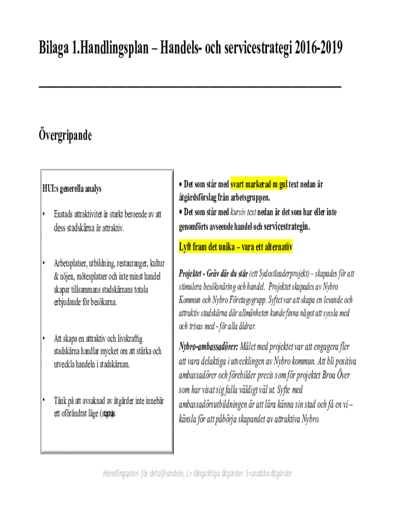 Fillable Online Bilaga 1.HandlingsplanHandels- och servicestrategi ... Fax Email Print - pdfFiller