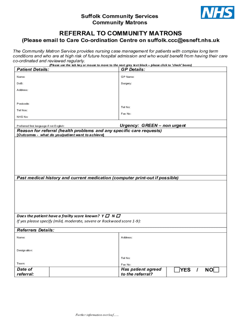 Fillable Online GP REFERRAL TO THE TOTAL CARE TEAM Fax Email Print - pdfFiller