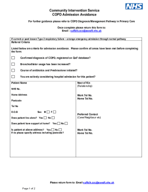 Fillable Online Community Intervention Service COPD Admission Avoidance ...