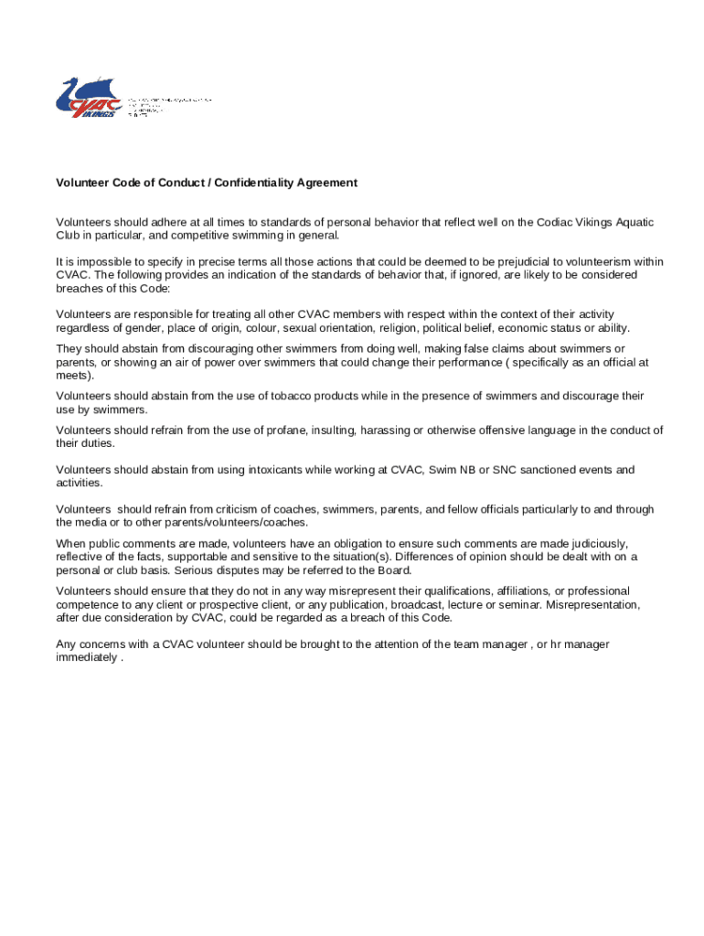 Holyoke YMCA Vikings - Viking Codes of Conduct Doc Template | pdfFiller