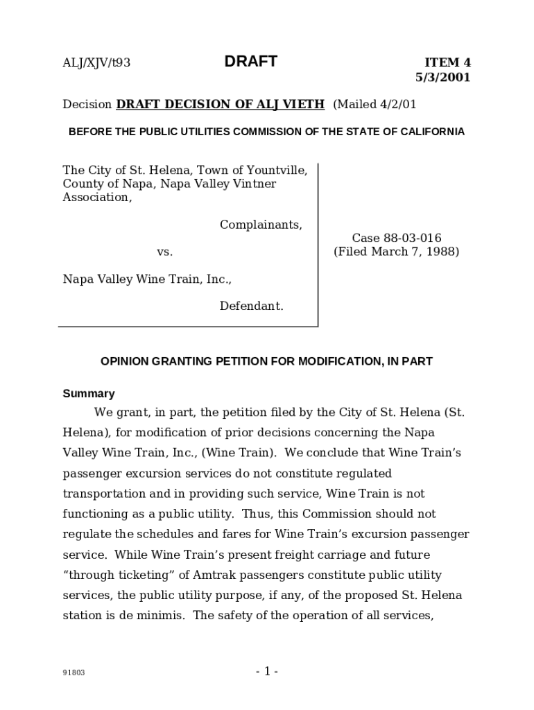 - 1 - ALJ/SRT/tcg * H-5 11/29/01 Decision PROPOSED ... - docs cpuc ca Doc Template | pdfFiller