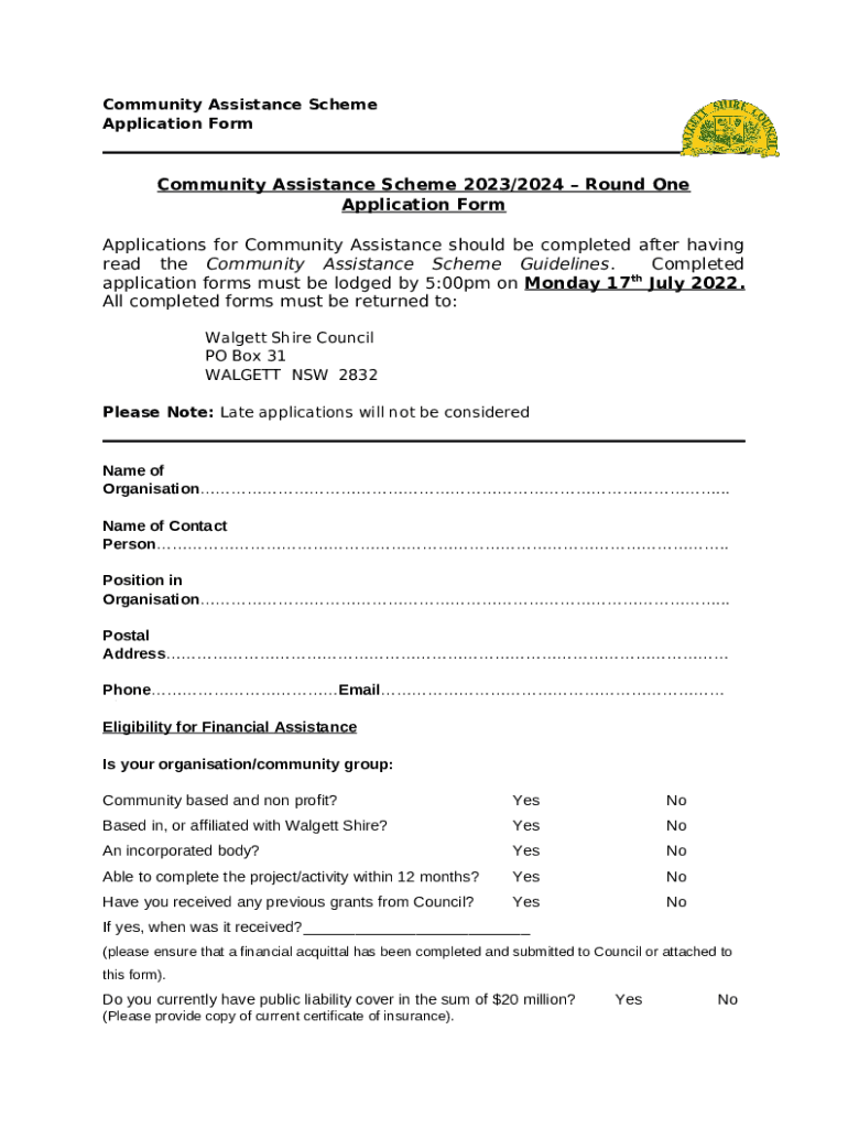 community-assistance-scheme-application--2023- ... Doc Template | pdfFiller