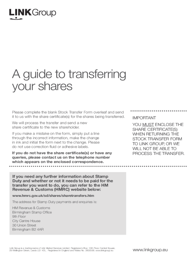 Fillable Online Stock Transfer GuideShareholder Services Fax Email Print - pdfFiller