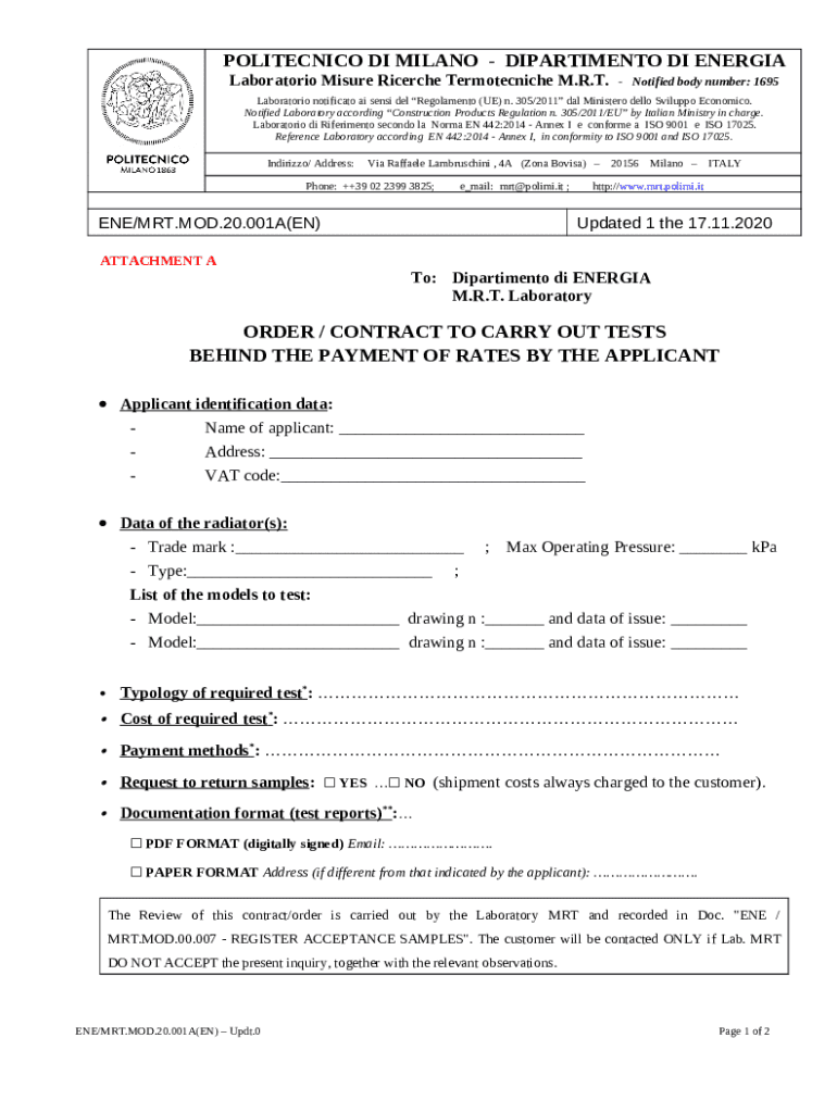 Attachment A - Order for tests - Laboratorio MRT - polimi Doc Template ...