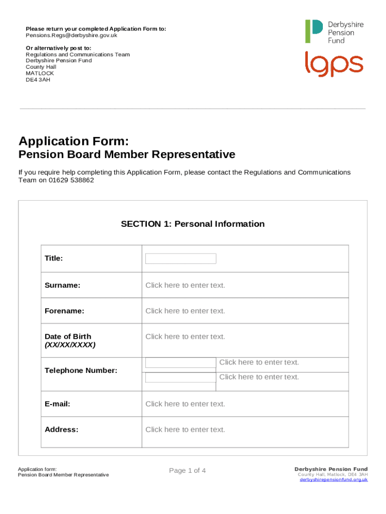 Pension Board Member Representative - Application Doc Template | pdfFiller