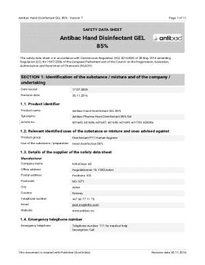 Fillable Online Safety data sheet of 'ANTIBAC ANTISEPTIC HAND GEL ...