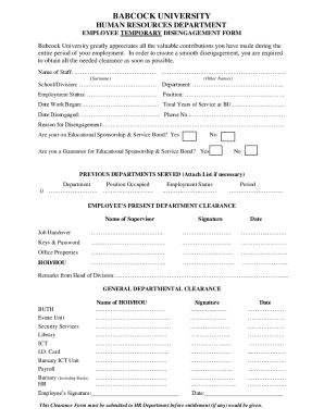 Fillable Online employee temporary disengagement form Fax Email Print ...