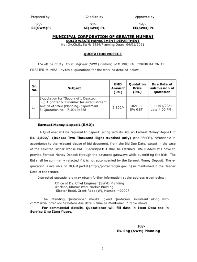 Fillable Online draft quotation notice - - Copy Fax Email Print - pdfFiller