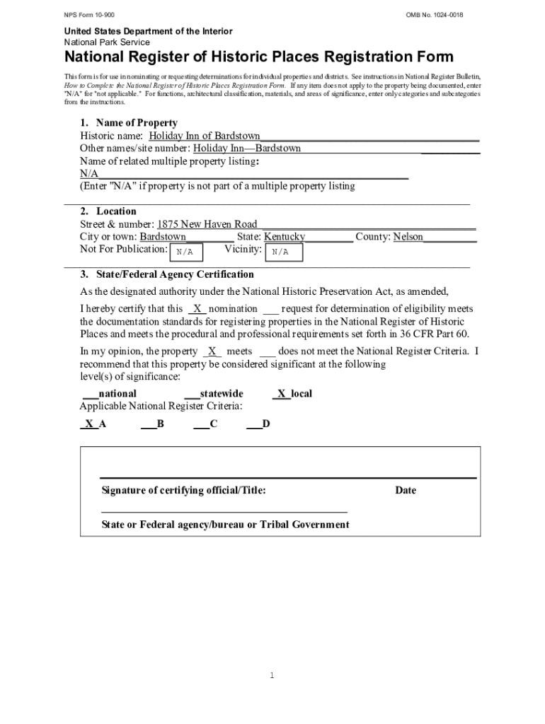 Fillable Online heritage ky Eligibility and Criteria - Kentucky ...