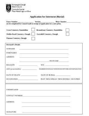 Interment Services Request Doc Template | pdfFiller