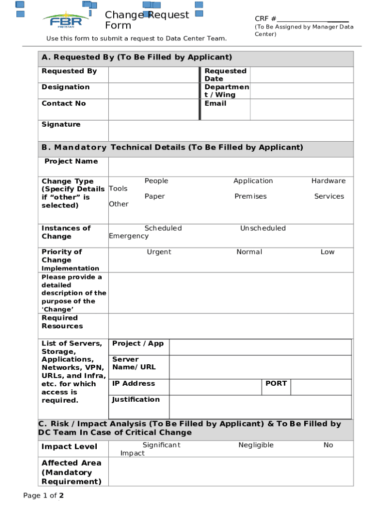 FBR-IT-Change Request .docx Doc Template | pdfFiller