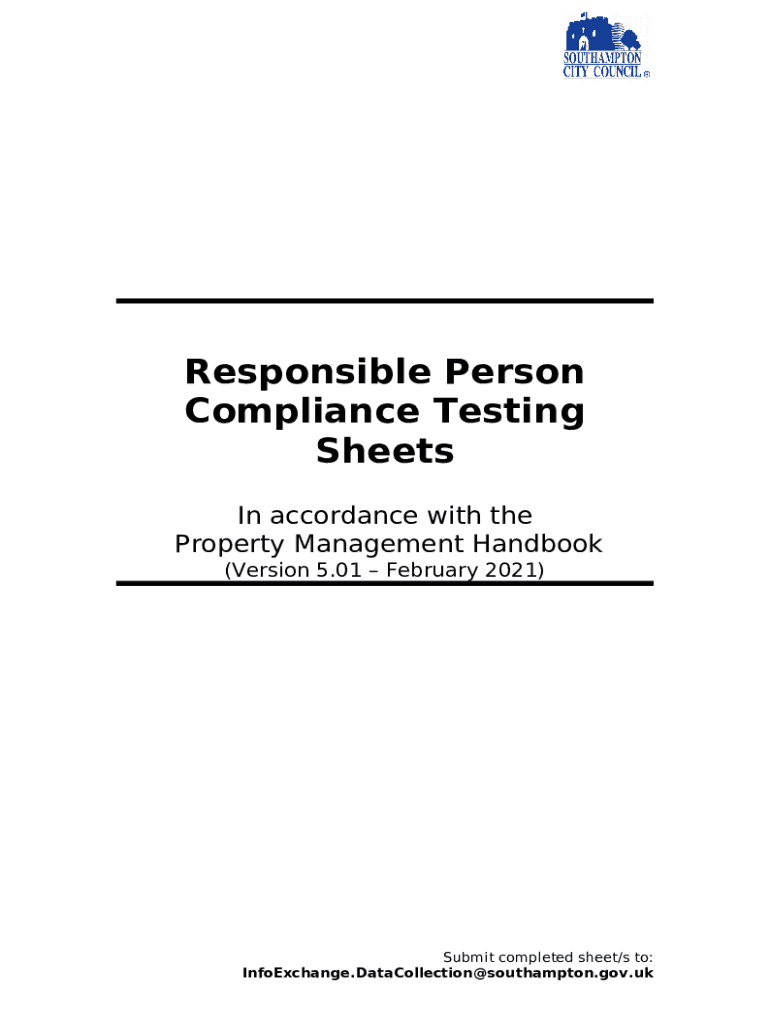 Responsible Person Compliance Testing Sheets Doc Template | pdfFiller