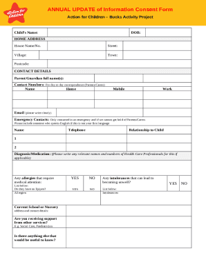 ANNUAL UPDATE of Ination Consent - services actionforchildren org Doc Template | pdfFiller
