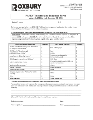 Fillable Online PARENT Income and Expenses Form Fax Email Print - pdfFiller