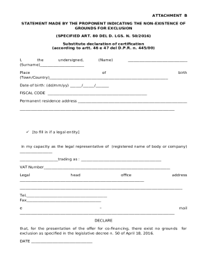 Attachment B STATEMENT OF CERTIFICATION Doc Template | pdfFiller