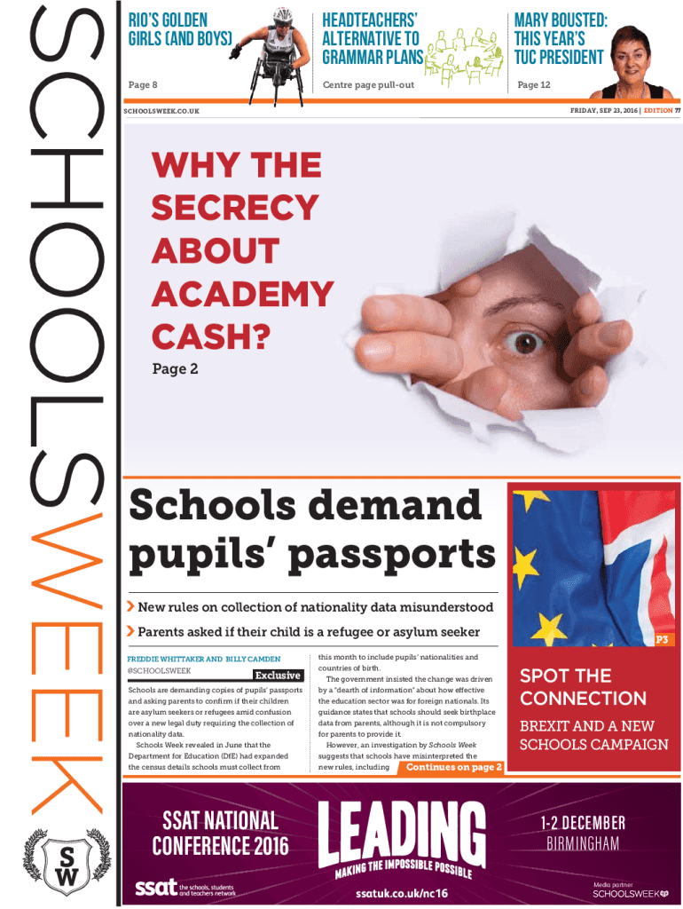Fillable Online schoolsweek co Schools demand pupils' passports Fax ...