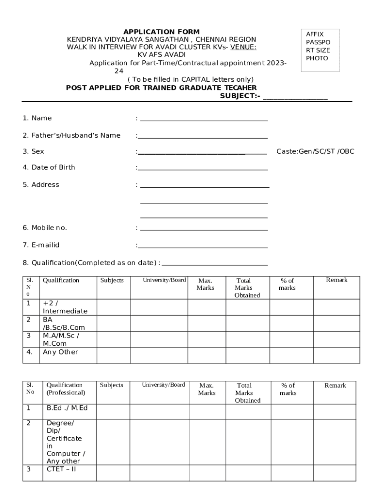 KENDRIYA VIDYALAYA AFS AVADIGovernment of India Doc Template | pdfFiller