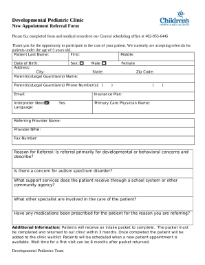 Developmental MedicineDepartment of Pediatrics Doc Template | pdfFiller