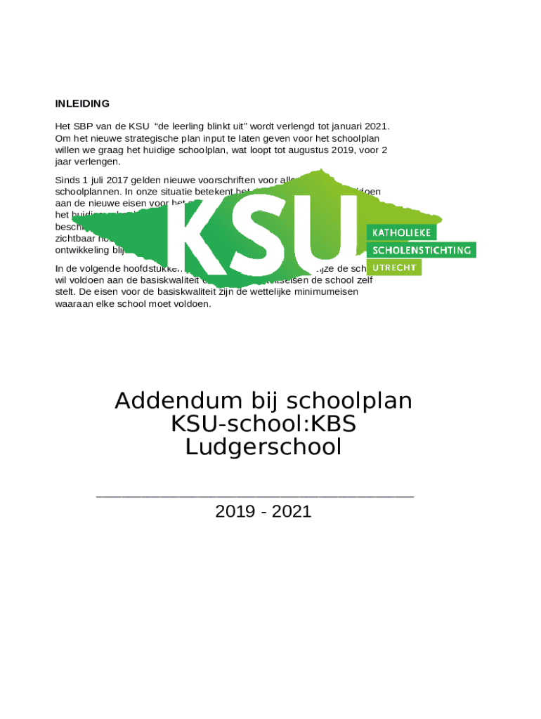 Addendum bij schoolplanKSU-school. Doc Template | pdfFiller