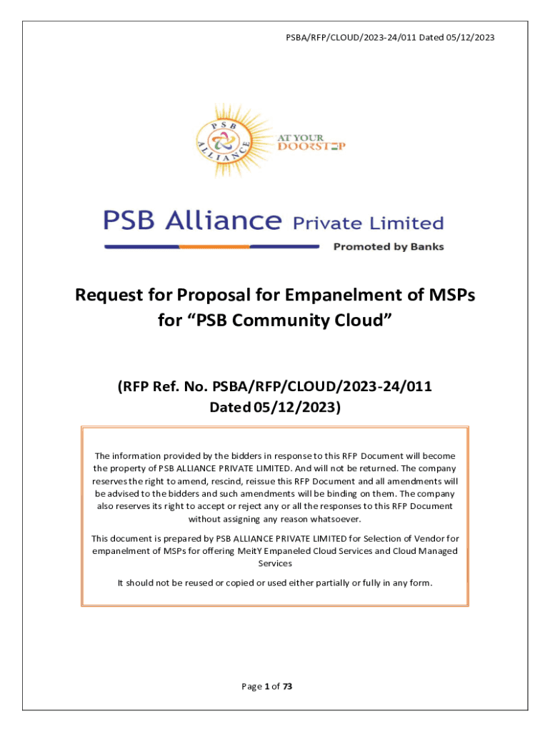 Fillable Online Request for Proposal for Empanelment of MSPs for... Fax Email Print - pdfFiller