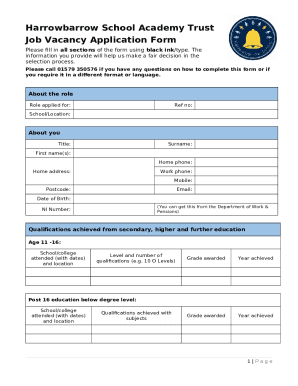Application (Teacher) New Bridge Multi Academy Trust ... Doc Template | pdfFiller